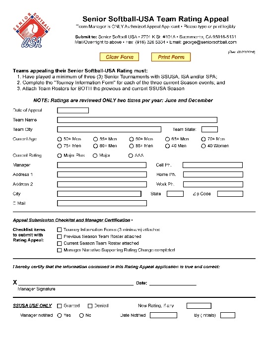 Forms | Senior Softball-USA